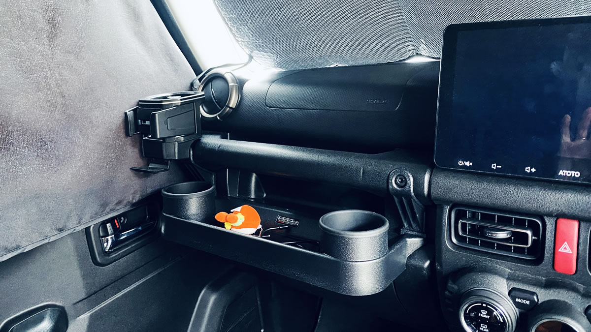 【車検はOK？？】ジムニーが居酒屋になりました(^ω^) 助手席用フロントテーブルを導入したらジムニーの快適さが格段に向上しました！ | Boriko Cycle｜ロードバイク ＆ マウンテン ...